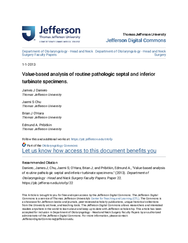(PDF) Value-Based Analysis of Routine Pathologic Septal and Inferior ...