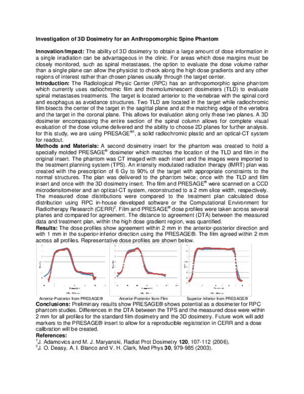 (PDF) Investigation of 3D dosimetry for an anthropomorphic spine phantom