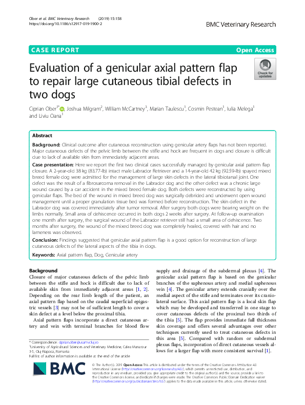 (PDF) Evaluation of a genicular axial pattern flap to repair large ...