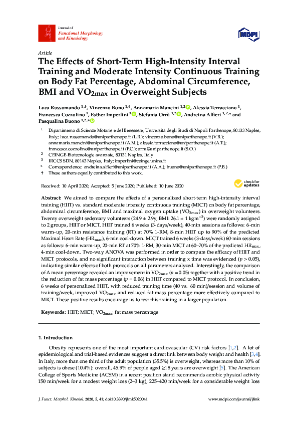 (PDF) The Effects of Short-Term High-Intensity Interval Training and Moderate Intensity ...