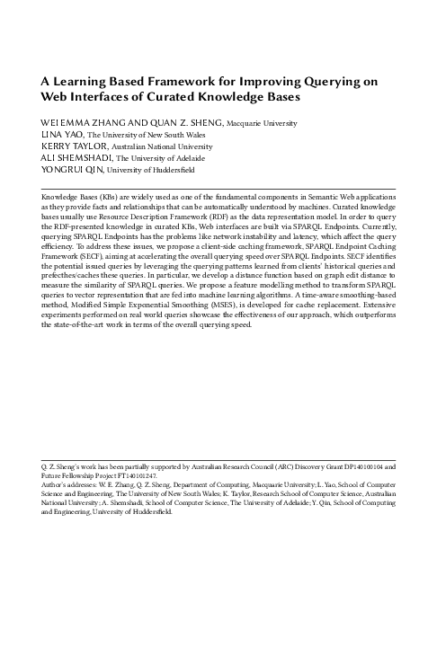 Pdf A Learning Based Framework For Improving Querying On Web Interfaces Of Curated Knowledge