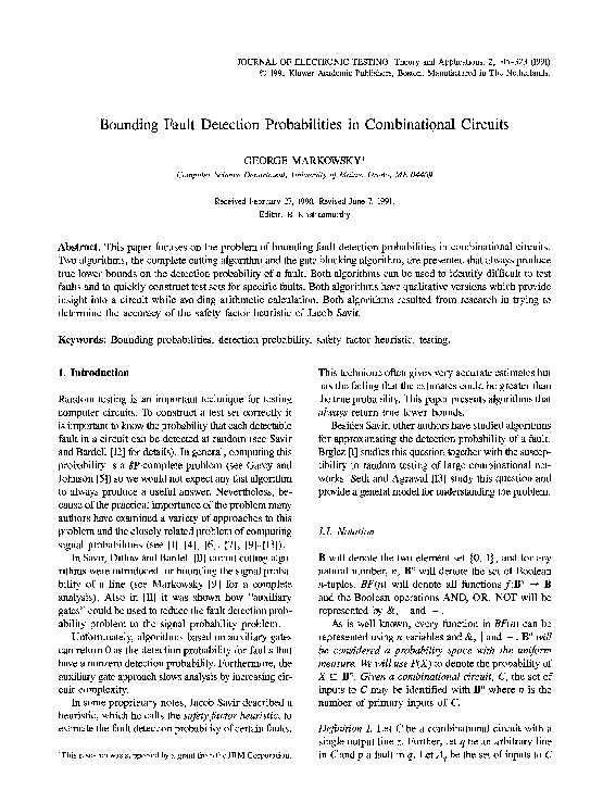 (PDF) Bounding fault detection probabilities in combinational circuits
