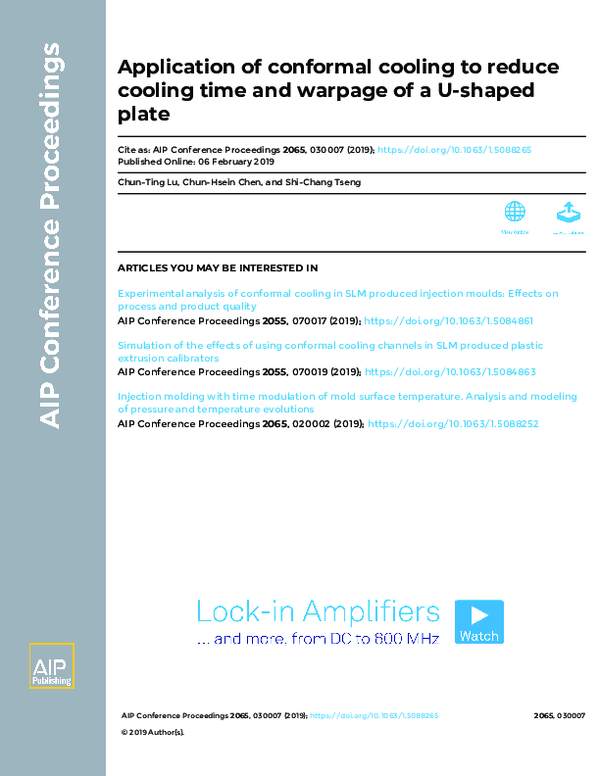 (PDF) Application of conformal cooling to reduce cooling time and warpage of a U-shaped plate