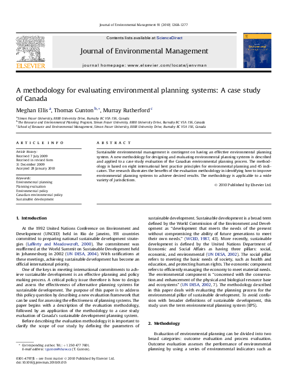 (PDF) A methodology for evaluating environmental planning systems: A ...
