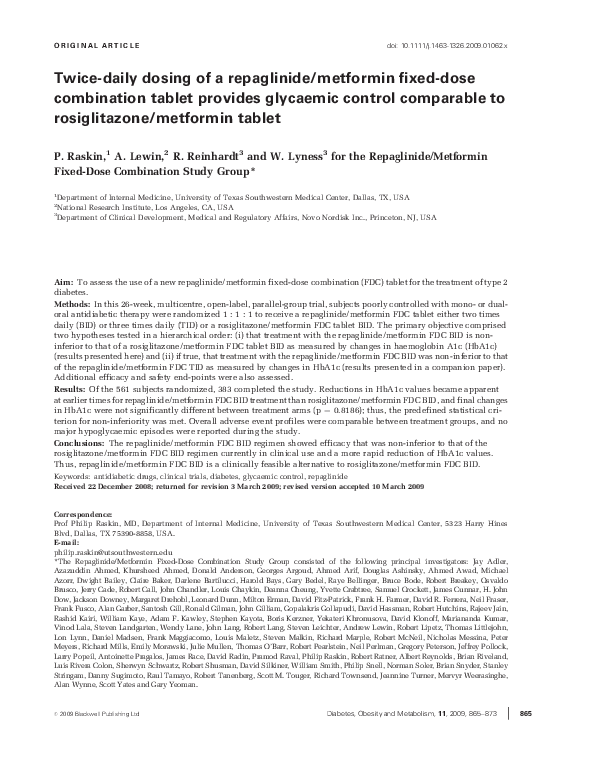 (PDF) Twice-daily dosing of a repaglinide/metformin fixed-dose ...