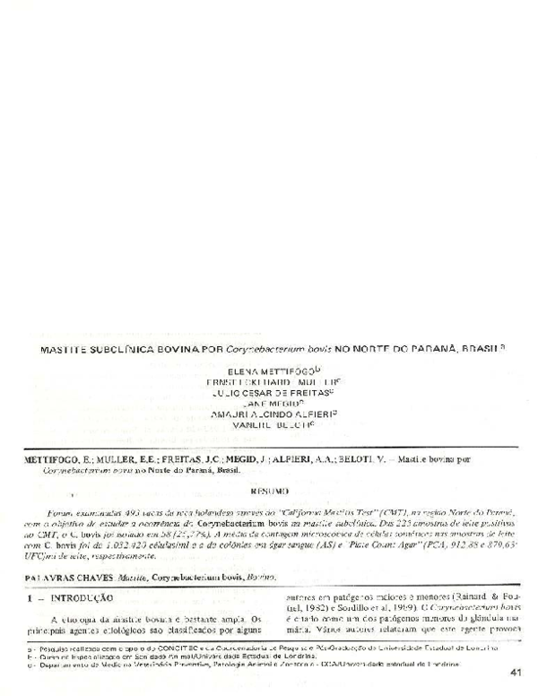 (PDF) Mastite subclínica bovina por Corynebacterium bovis no norte do ...