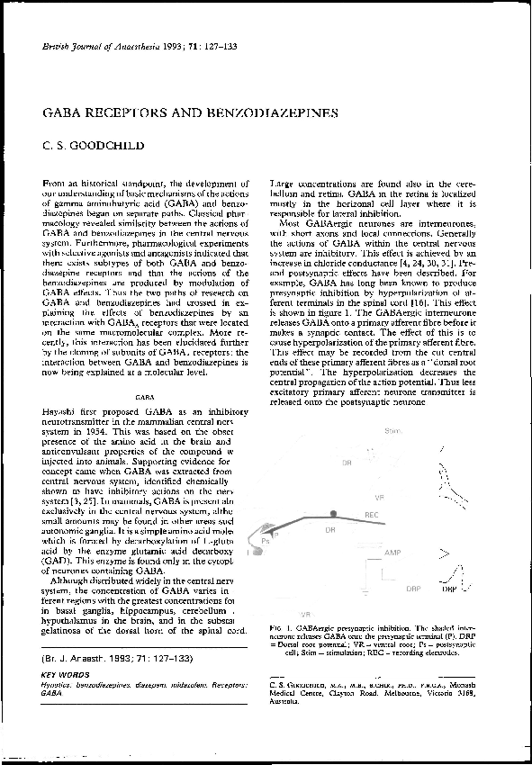 (PDF) Gaba Receptors and Benzodiazepines | Colin Goodchild - Academia.edu