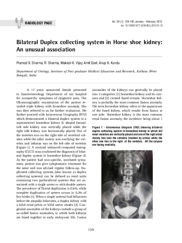 (PDF) Bilateral Duplex collecting system in Horse shoe kidney: An unusual association