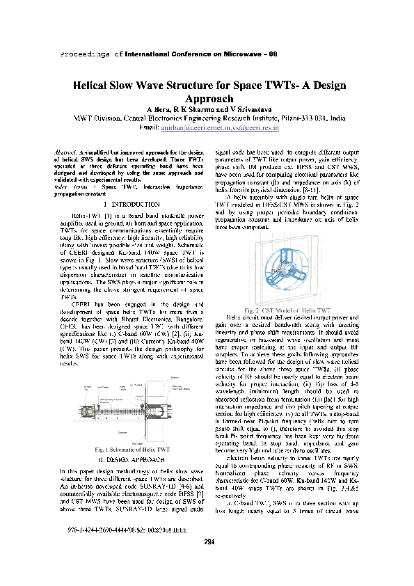 (PDF) Helical slow wave structure for space TWTs- a design approach