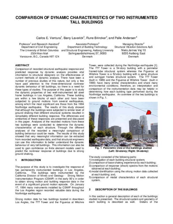 (PDF) Comparison of Dynamic Characteristics of Two Instrumented Tall ...