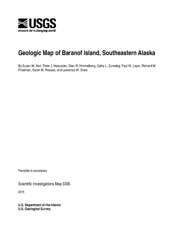 (PDF) Geologic Map of Baranof Island, southeastern Alaska