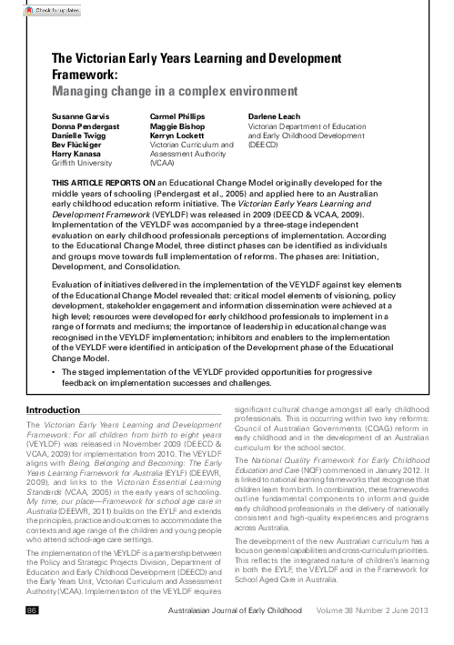 (PDF) The Victorian Early Years Learning and Development Framework ...