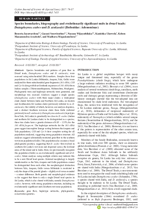 (PDF) Species boundaries, biogeography and evolutionarily significant ...