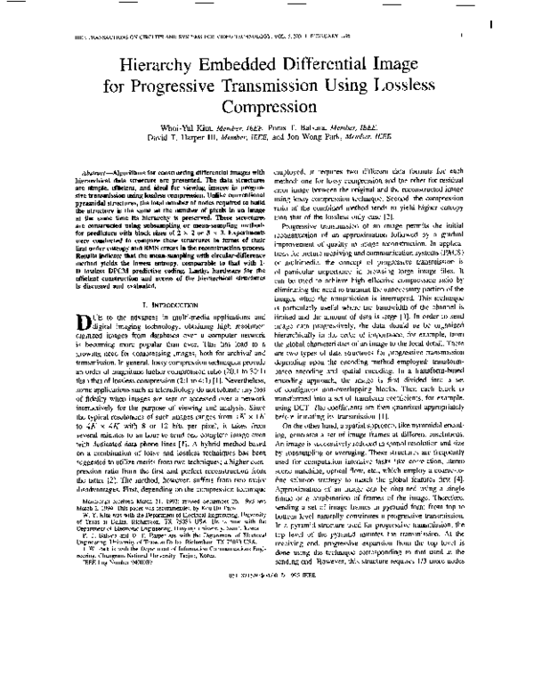 (PDF) Hierarchy embedded differential image for progressive transmission using lossless compression