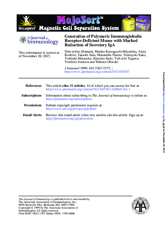 (PDF) Secretory IgA Mouse with Marked Reduction of Immunoglobulin ...
