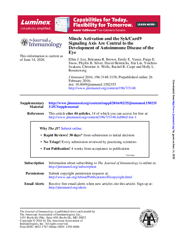 (PDF) Mincle Activation and the Syk/Card9 Signaling Axis Are Central to ...