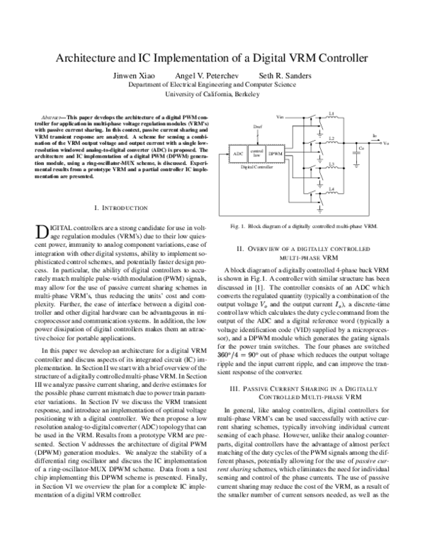 (PDF) Architecture and IC implementation of a digital VRM controller