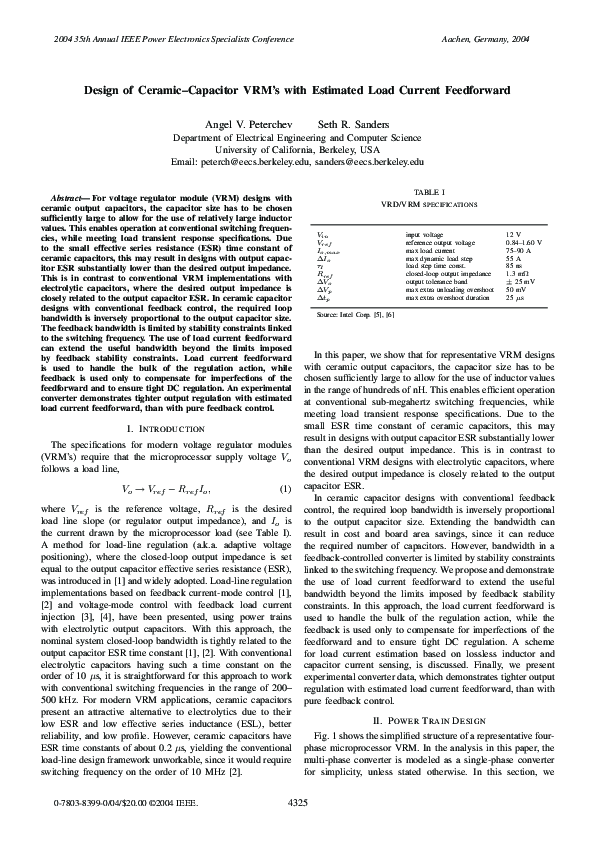(PDF) Design of ceramic-capacitor VRM's with estimated load current ...