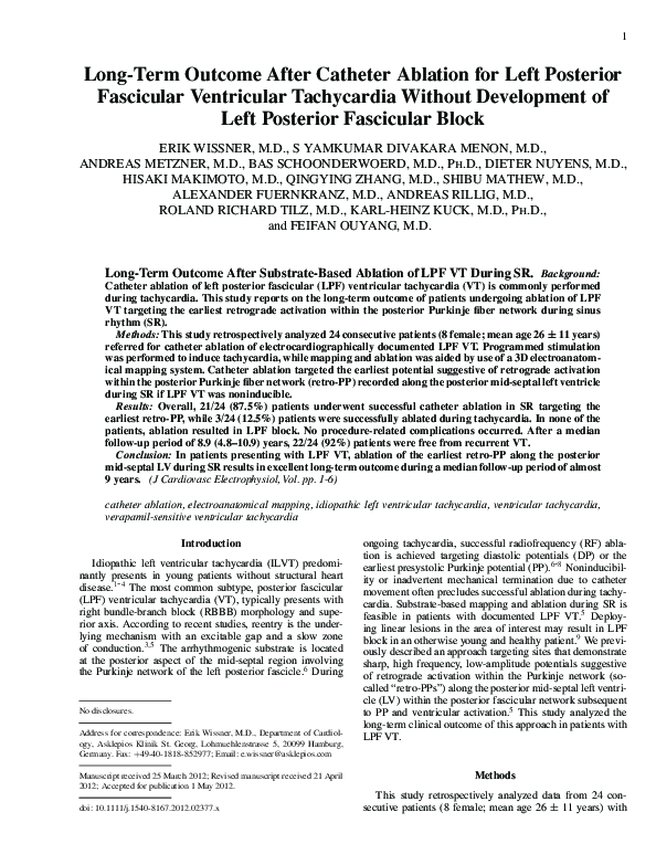 (PDF) Long-Term Outcome After Catheter Ablation for Left Posterior ...