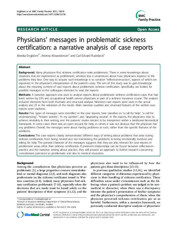 (PDF) Physicians' messages in problematic sickness certification: a ...