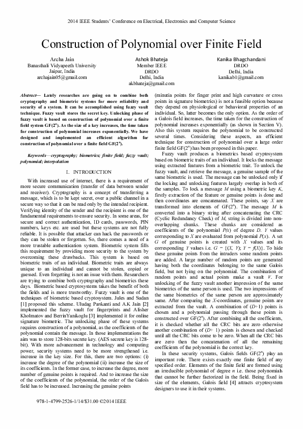 (PDF) Construction of polynomial over finite field