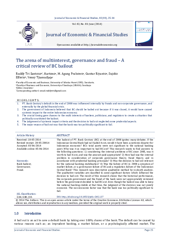 (PDF) The arena of multiinterest, governance and fraud – a critical ...