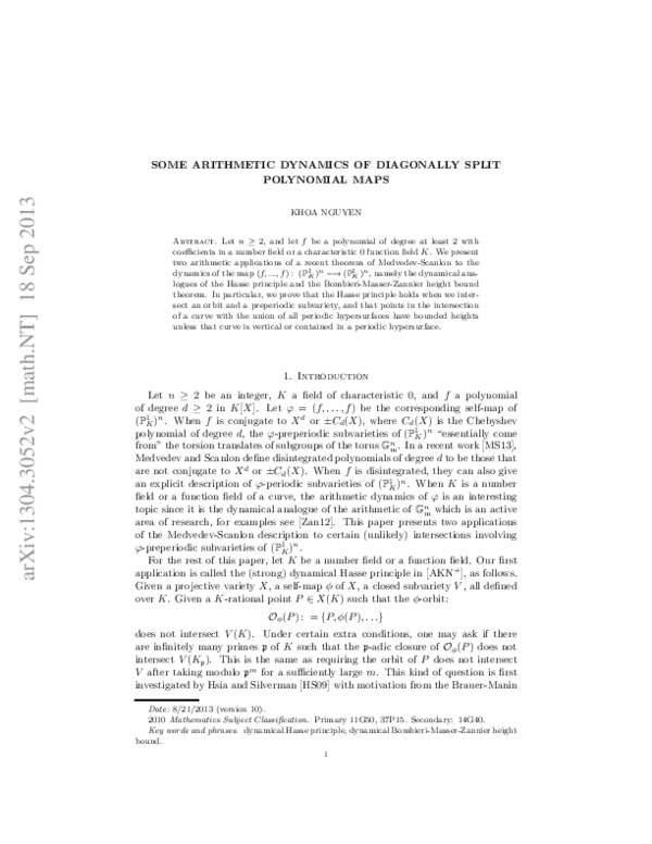 (PDF) Some Arithmetic Dynamics of Diagonally Split Polynomial Maps ...