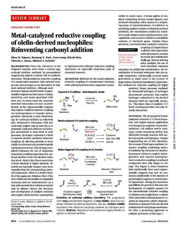 (PDF) Metal-catalyzed reductive coupling of olefin-derived nucleophiles ...