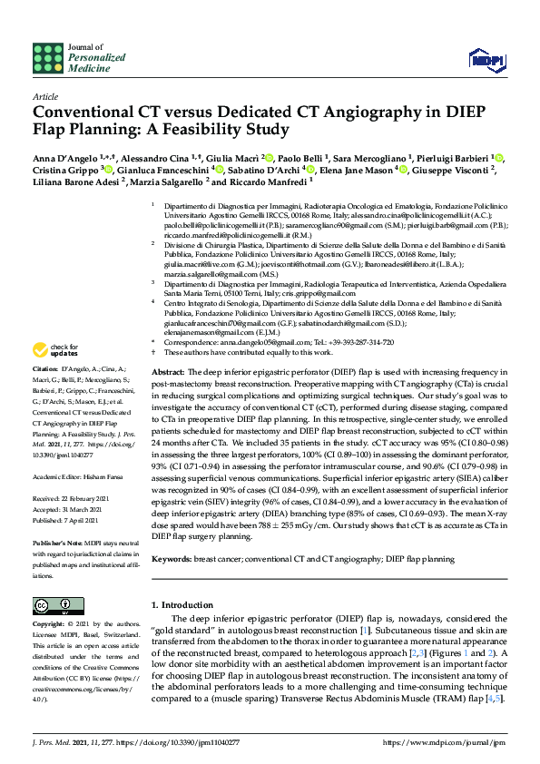 (PDF) Conventional CT versus Dedicated CT Angiography in DIEP Flap ...