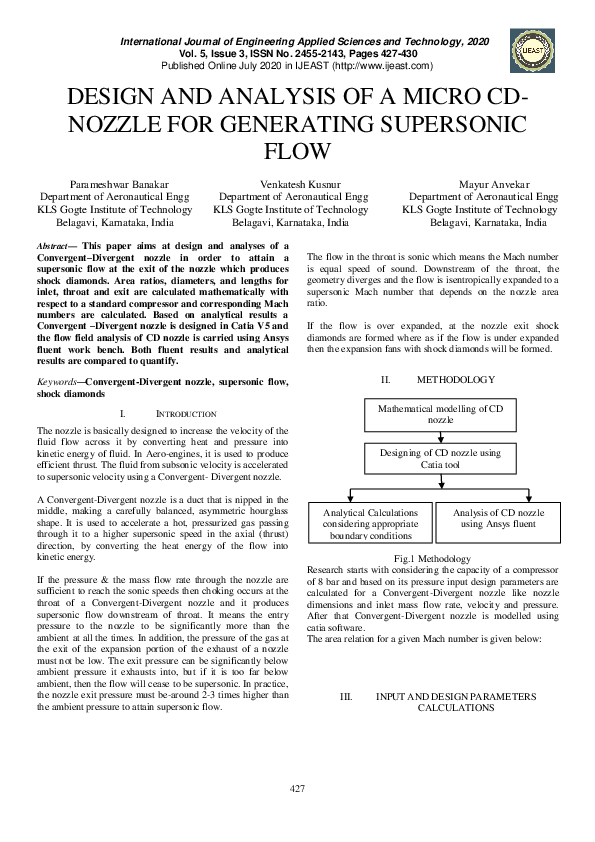 (PDF) Design and Analysis of a Micro CD-Nozzle for Generating ...
