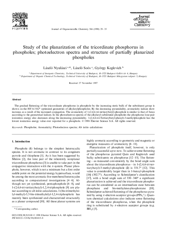 (PDF) Study of the planarization of the tricordinate phosphorus in ...