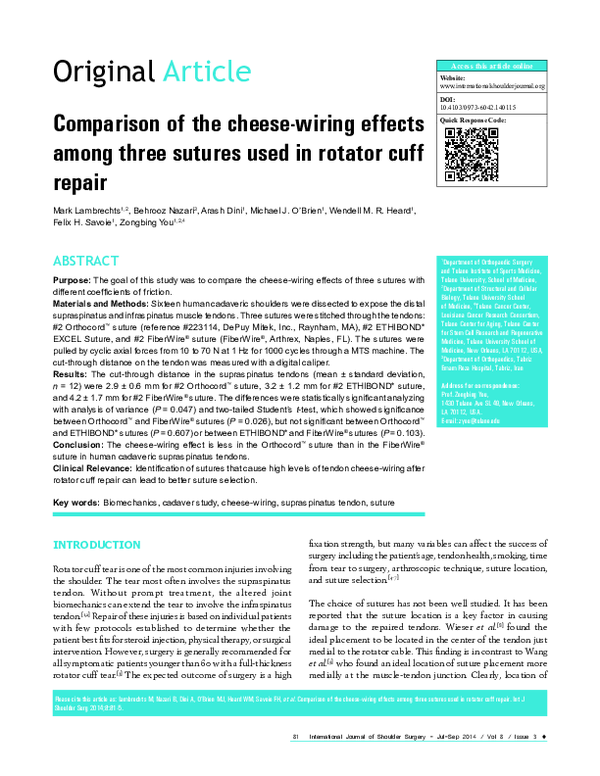 (PDF) Comparison of the cheese-wiring effects among three sutures used ...