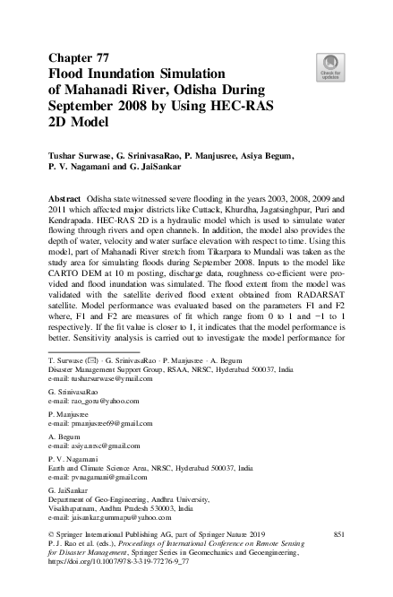 (PDF) Flood Inundation Simulation of Mahanadi River, Odisha During September 2008 by Using HEC ...