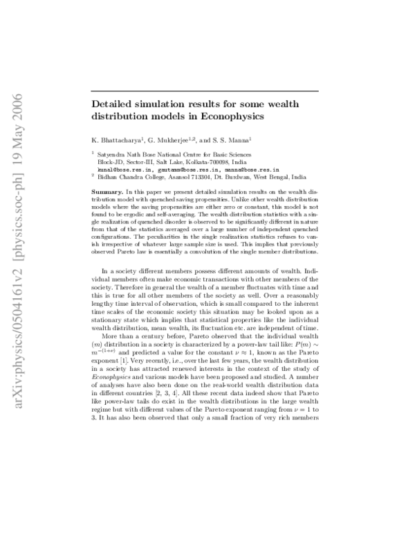 (PDF) Detailed simulation results for some wealth distribution models ...