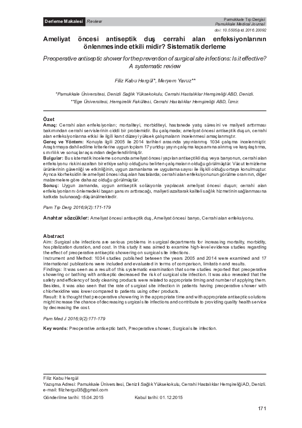 (PDF) Preoperative antiseptic shower for the prevention of surgical ...