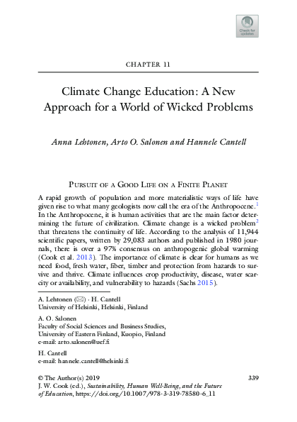 (PDF) Climate Change Education: A New Approach for a World of Wicked ...