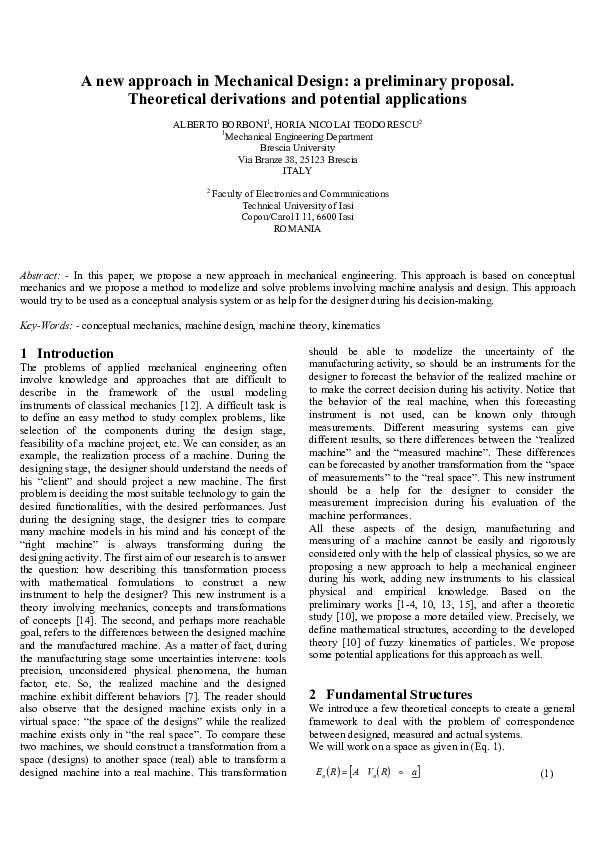 (PDF) A new approach in Mechanical Design: a preliminary proposal ...