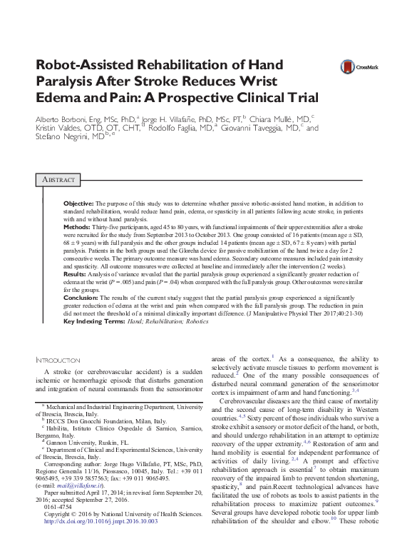 (PDF) Robot-Assisted Rehabilitation of Hand Paralysis After Stroke ...