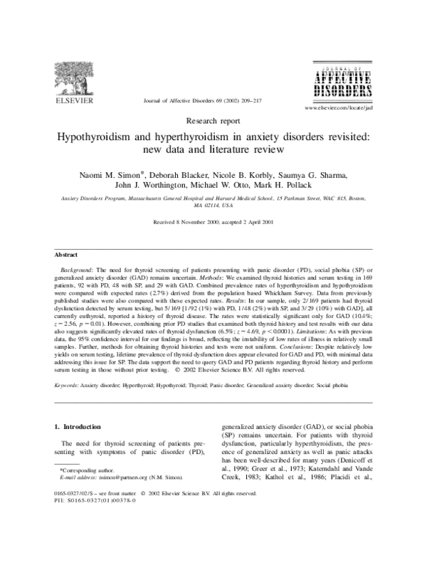 (PDF) Hypothyroidism and hyperthyroidism in anxiety disorders revisited ...