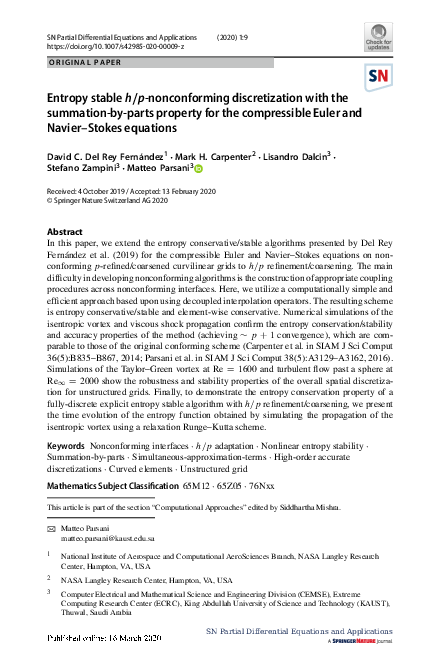 (PDF) Entropy stable h/p-nonconforming discretization with the ...