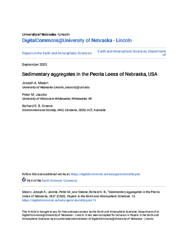 (PDF) Sedimentary aggregates in the Peoria Loess of Nebraska, USA