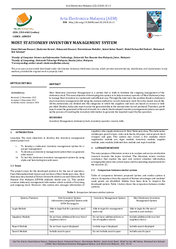 (PDF) Most Stationery Inventory Management System