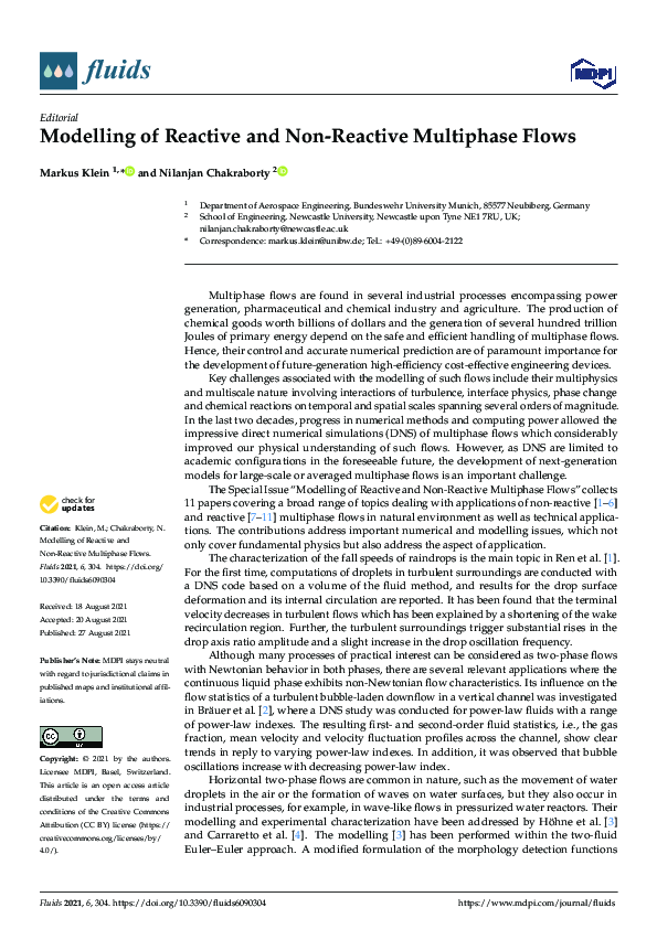 (PDF) Modelling of Reactive and Non-Reactive Multiphase Flows