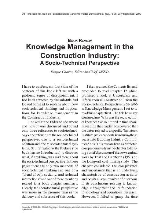 (PDF) Knowledge Management in the Construction Industry