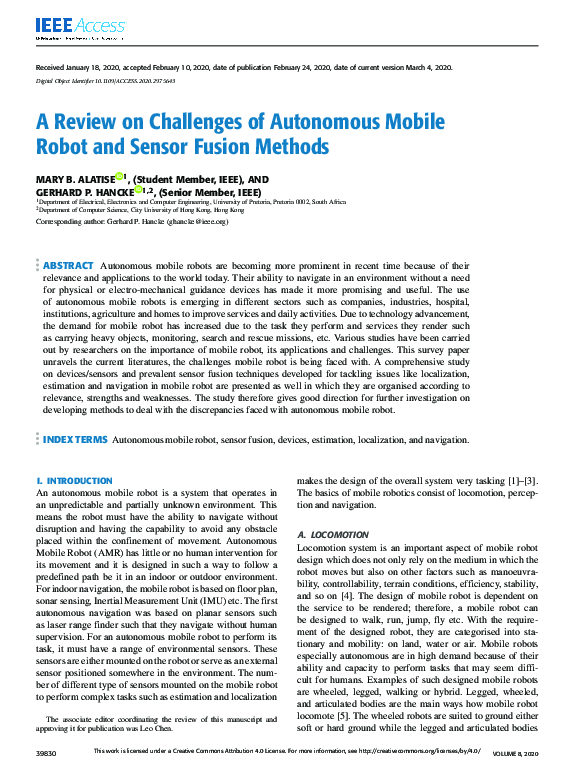 (PDF) A Review on Challenges of Autonomous Mobile Robot and Sensor Fusion Methods