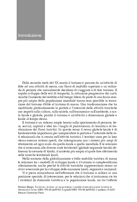 (PDF) Territorio e turismo: un lungo dialogo