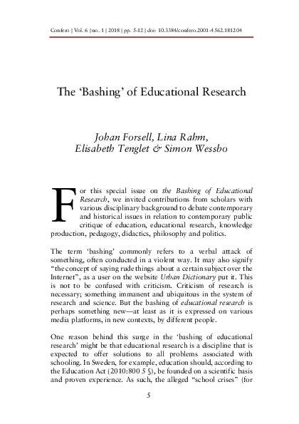 (PDF) Editorial: The 'Bashing' of Education Research