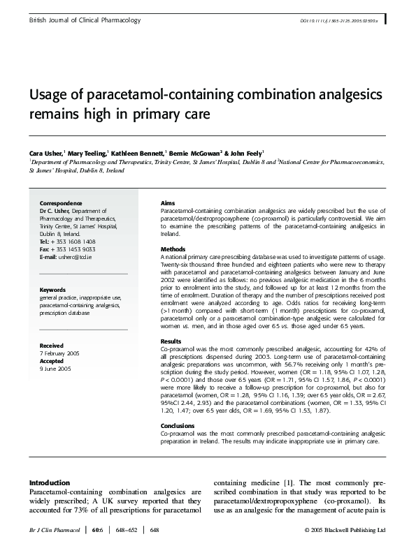 (PDF) Usage of paracetamol-containing combination analgesics remains ...