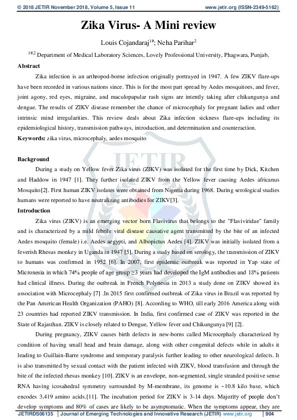 (PDF) Zika Virus-A Mini review