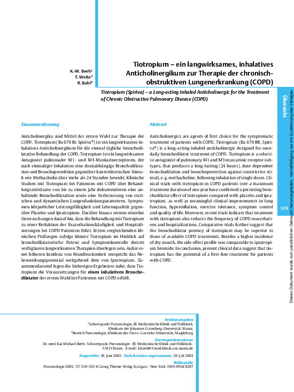 (PDF) [Tiotropium (Spiriva) - a long-acting inhaled anticholinergic for ...